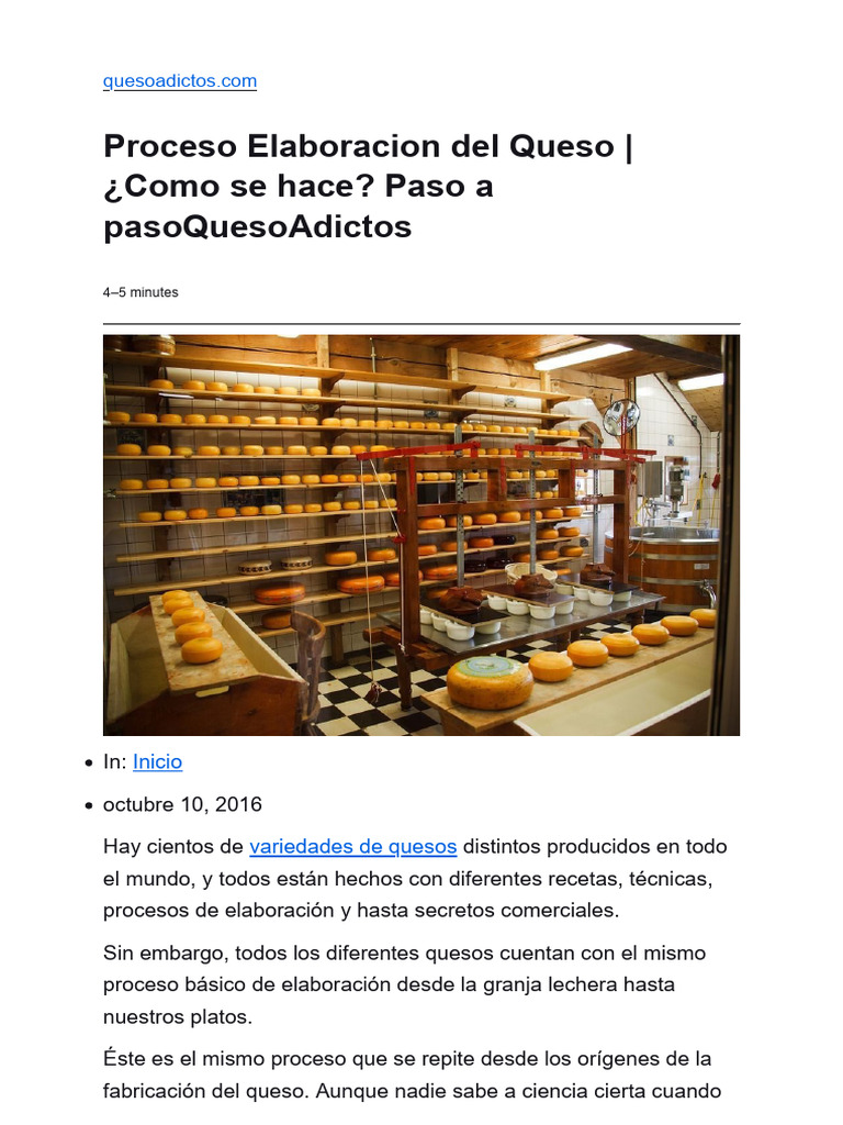 Proceso Elaboracion Del Queso | PDF | Queso