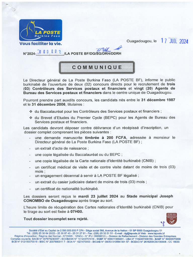 Concours Directs La Poste 2024 | PDF | France