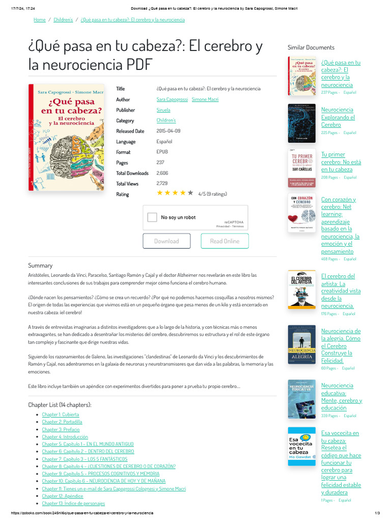 S ¿Qué Pasa en Tu Cabeza - El Cerebro y La Neurociencia by Sara ...