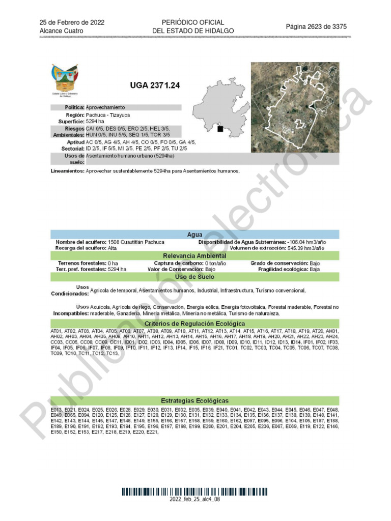 Electrónica: 25 de Febrero de 2022 Alcance Cuatro Periódico Oficial Del Estado de Hidalgo Página ...