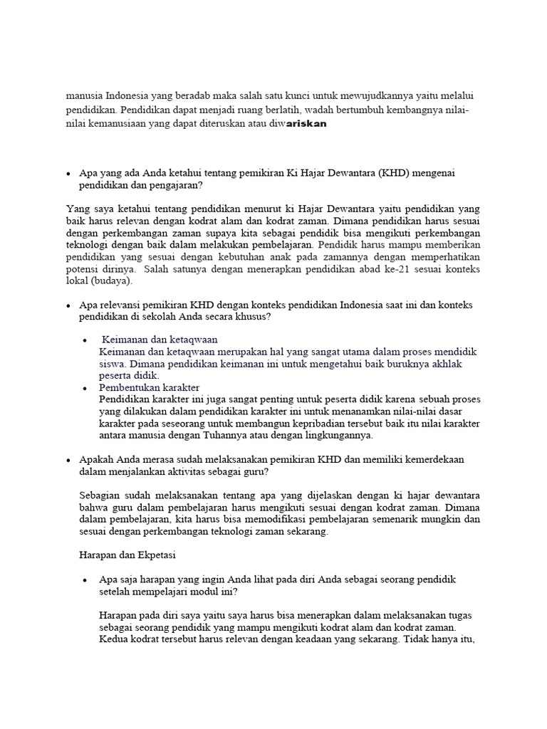 Filosofi KHD Yang Pertama Mengartikan Pendidikan Sebagai Tempat ...