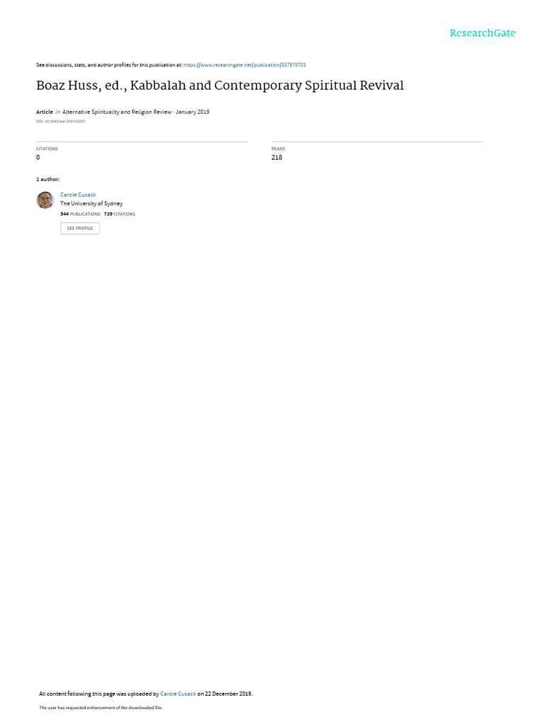 CUSACK Huss KabbalahSpiritualRevival | PDF | Kabbalah | Chabad