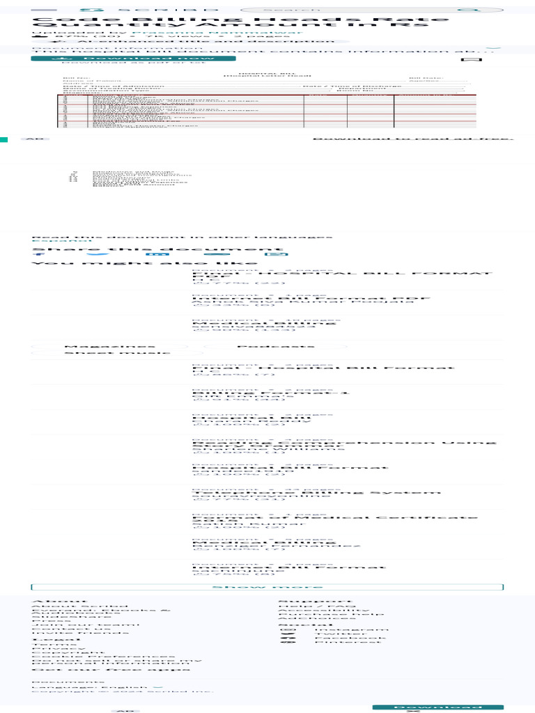 Code Billing Heads Rate Quantity Amount in Rs PDF Intensive Care Unit Surgery | PDF | Scribd ...