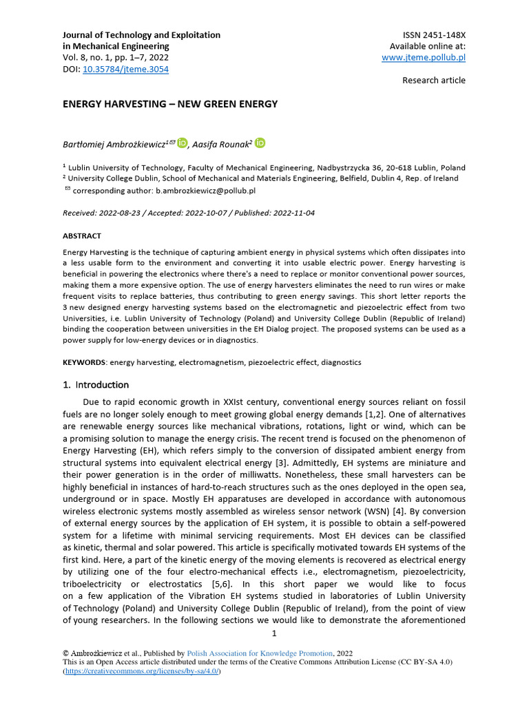 Energy Harvesting New Green Energy | PDF | Energy Harvesting ...