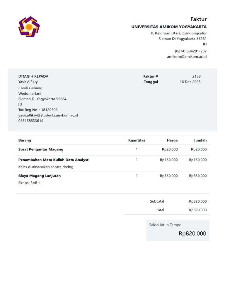 Faktur Pembayaran | PDF