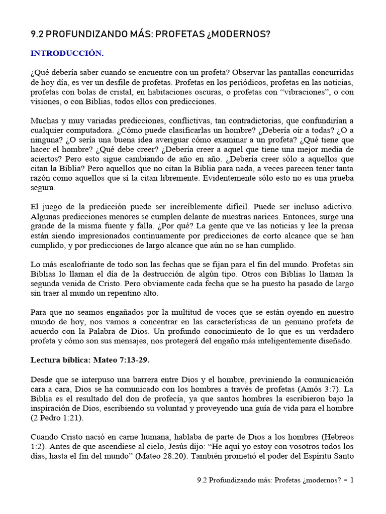 73 9 - 2 Profundizando Más - Profetas ¿Modernos | PDF | Profeta ...