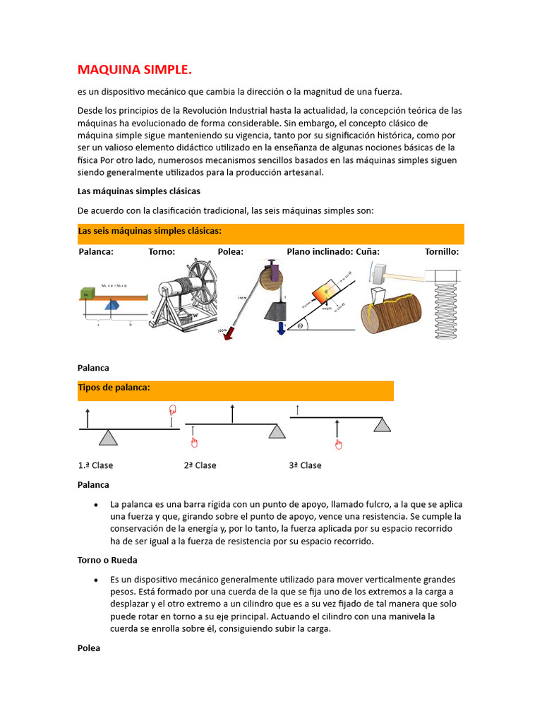 Introducción a las Máquinas Simples | PDF | Palanca | Ingeniería mecánica