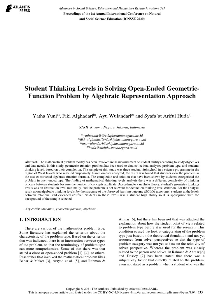 2021 - Student Thinking Levels in Solving Open-Ended Geometric-Function ... 2021 - Student Thinking Levels in Solving Open-Ended Geometric-Function ...