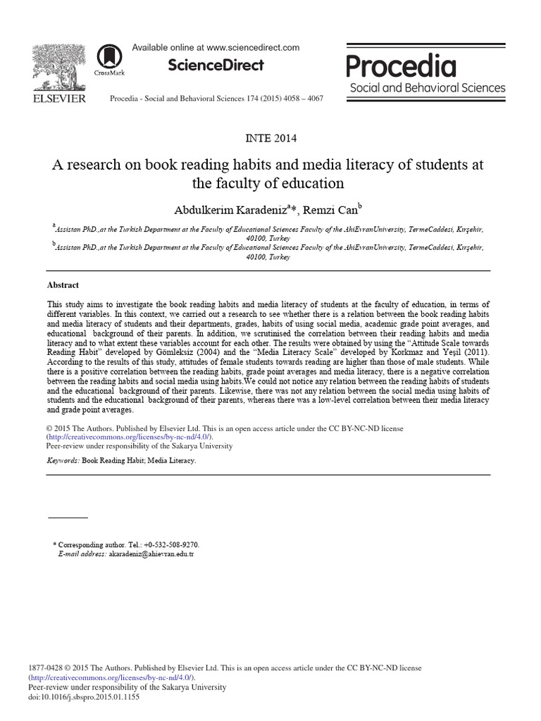 A Research On Book Reading Habits and Media Litera | PDF | Mass Media ...