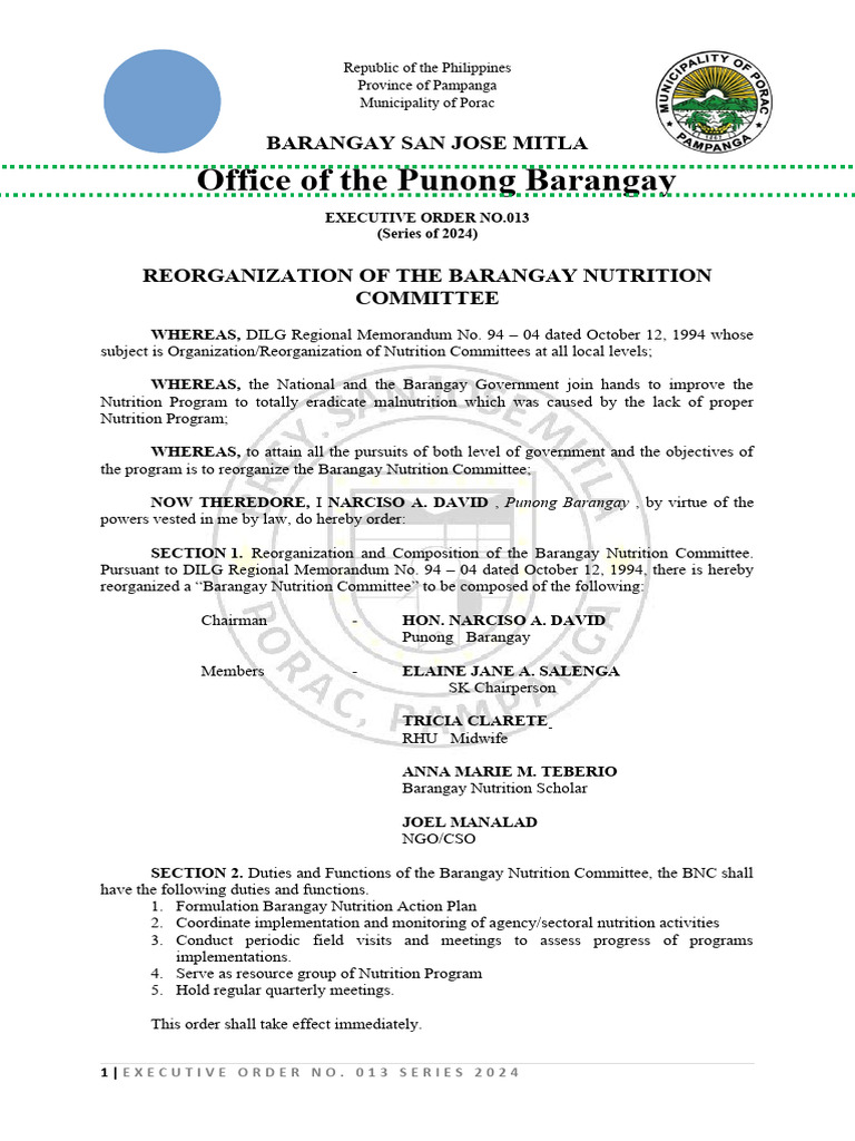 SGLGB 2024 BARANGAY NUTRITION COMMITTEE | PDF | Government