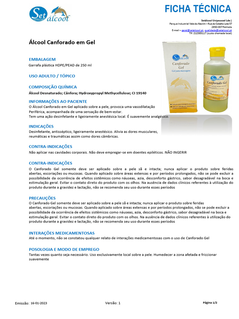 Álcool Canforado Gel: Uso e Precauções | PDF | Medicina Clínica ...