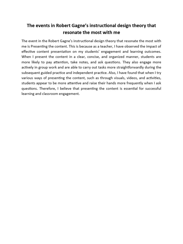 The Events in Robert Gagne | PDF