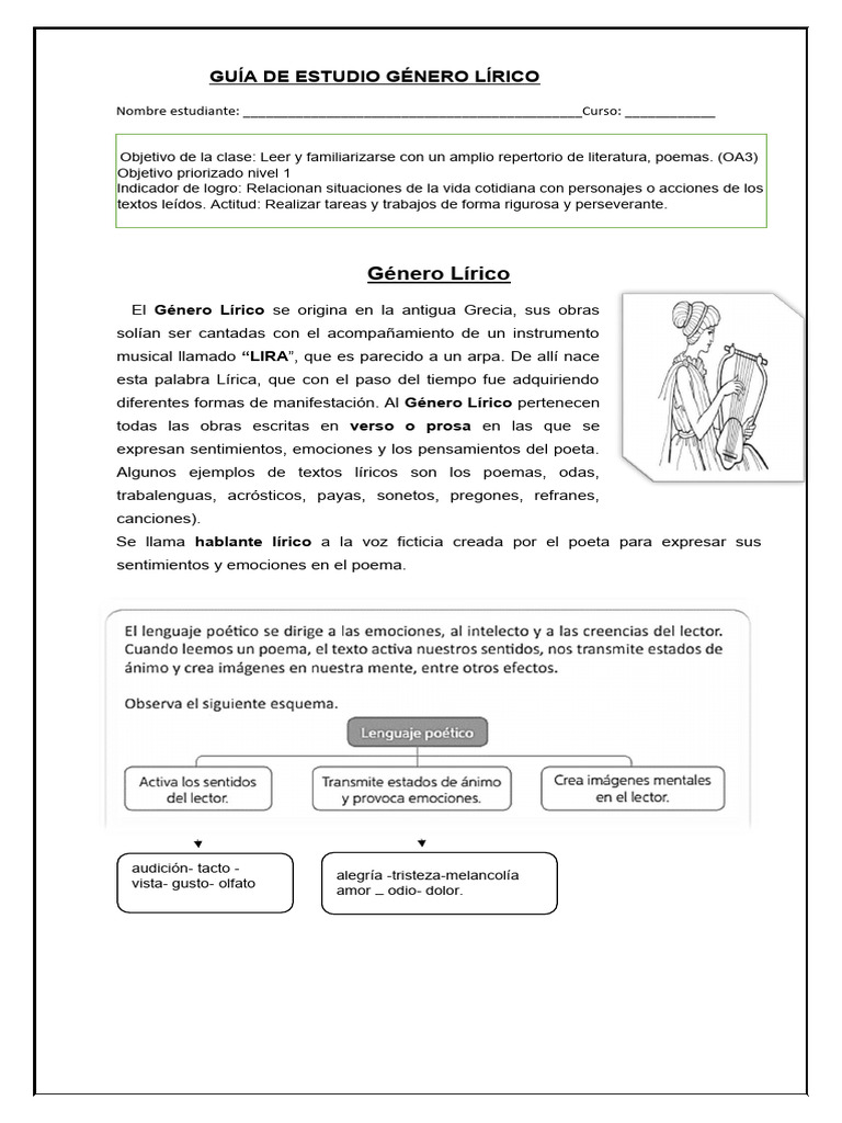 5°-Basico-Lenguaje-Guia-de-estudio-Genero-Lirico para Imprimir | PDF | Rima