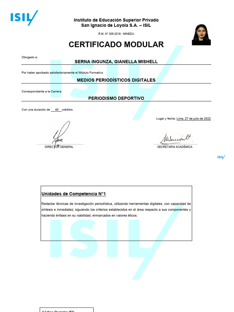 Certificado ISIL | PDF