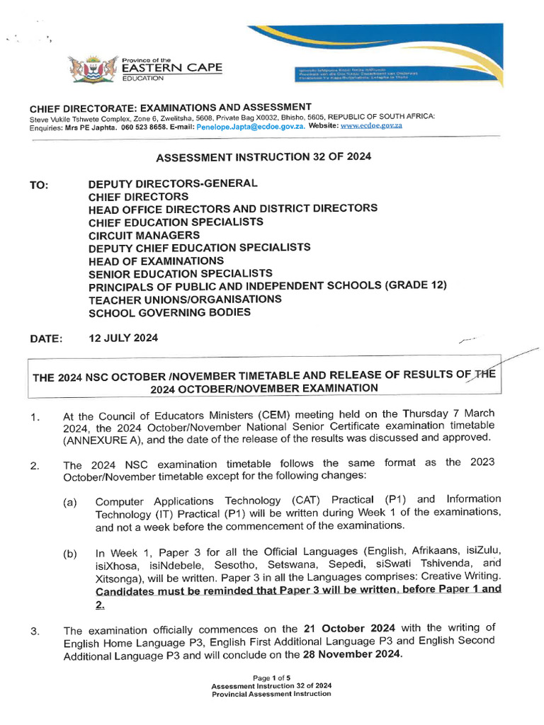 Assessment Instruction 32 of 2024 | PDF