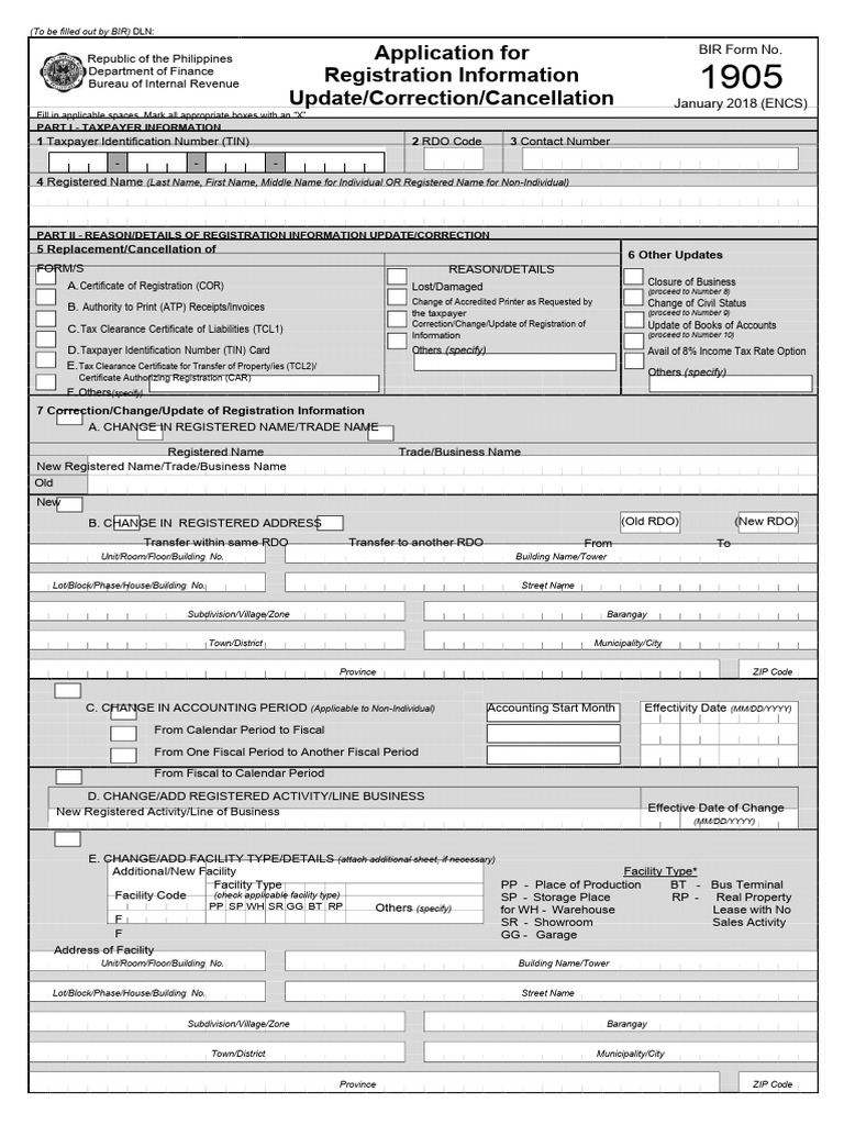Bir Form 1905 | PDF | Receipt | Taxes