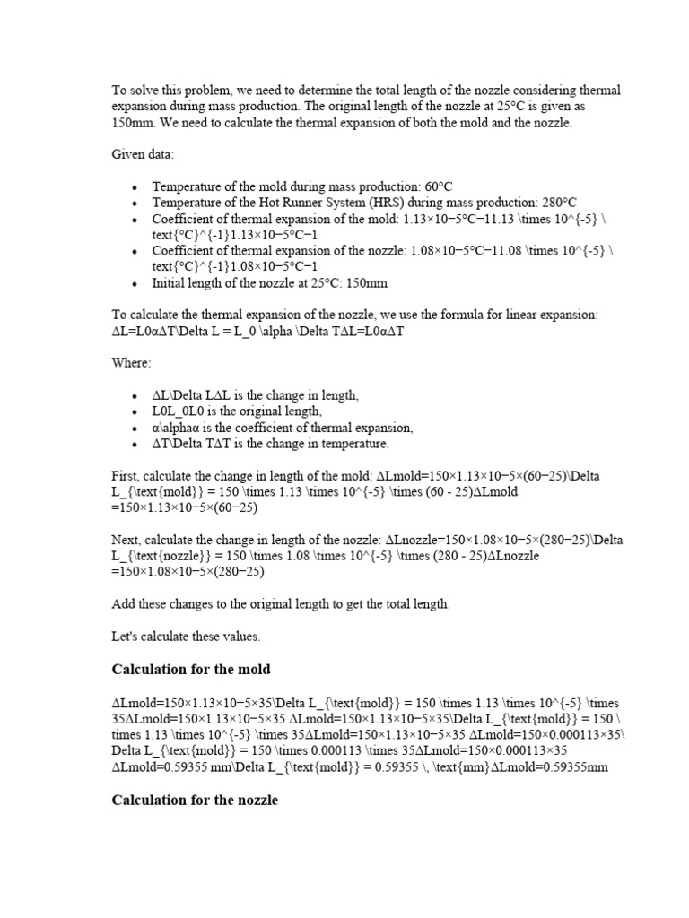 Calculation For The Mold | PDF