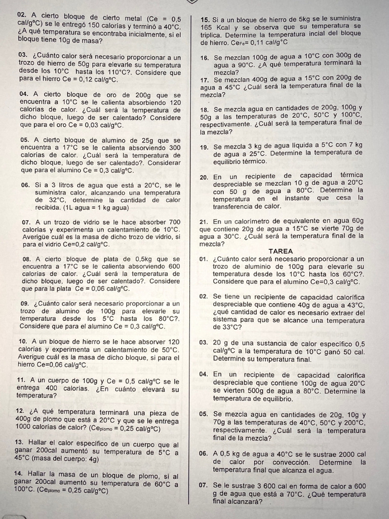 Calor Ejercicios | PDF