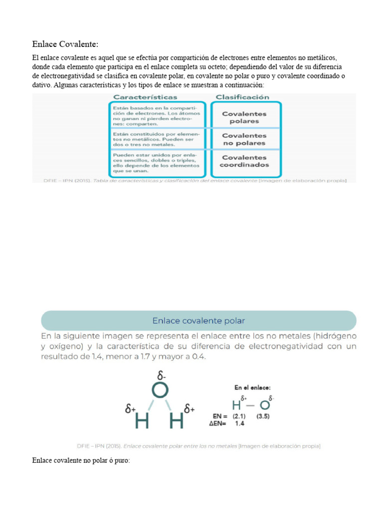Enlaces Covalentes: Tipos y Ejemplos | PDF | Enlace covalente | Enlace ...
