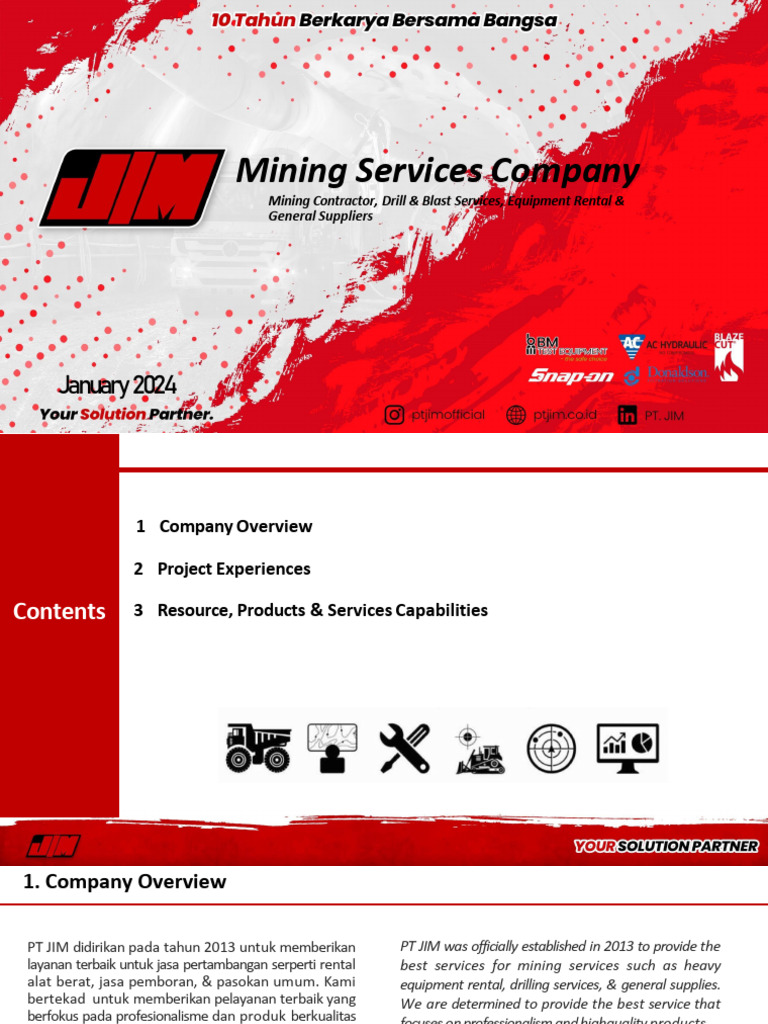 JIM Company Profile_Mining Services_Jan 2024_Up.001 | Download Free PDF | Drilling | Heavy Equipment