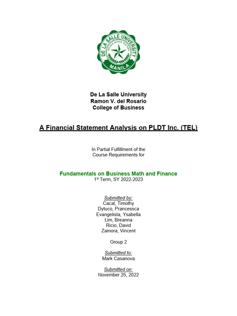 A Financial Statement Analysis On PLDT | PDF | Revenue | Equity (Finance)