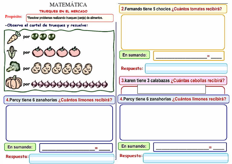 FICHA MATEMÁTICA TRUEQUES | PDF
