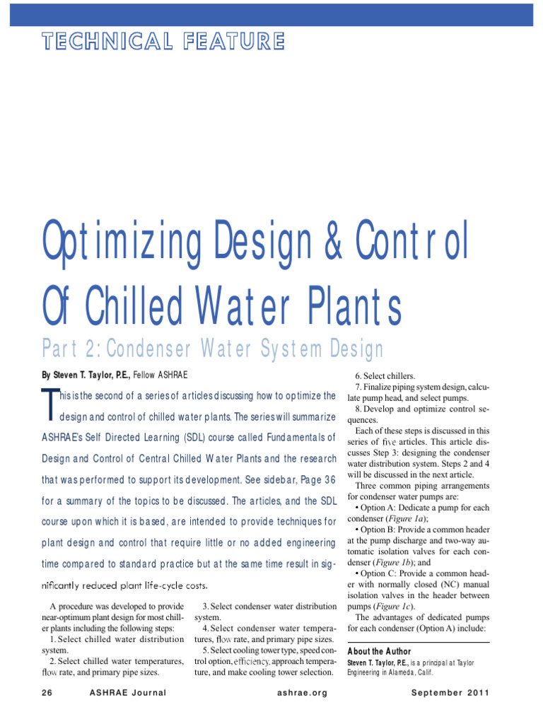 ASHRAE Journal - Optimizing Design & Control of Chilled Water Plants ...