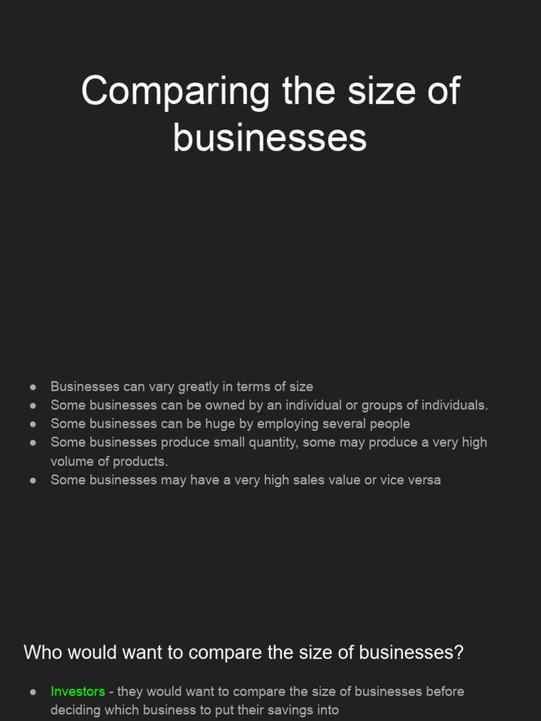 BS-Comparing The Size of Businesses | PDF | Loans | Business