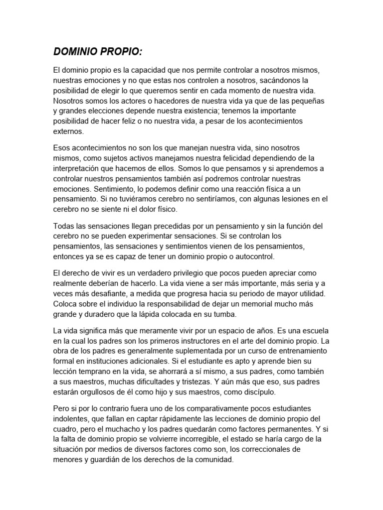 Dominio Propio | PDF | Pensamiento | Razón