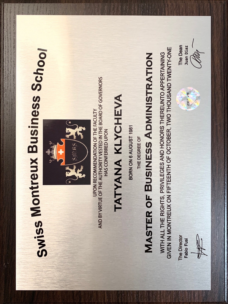 Diploma and Transcript of Grades 2 Master of Business Administration | PDF