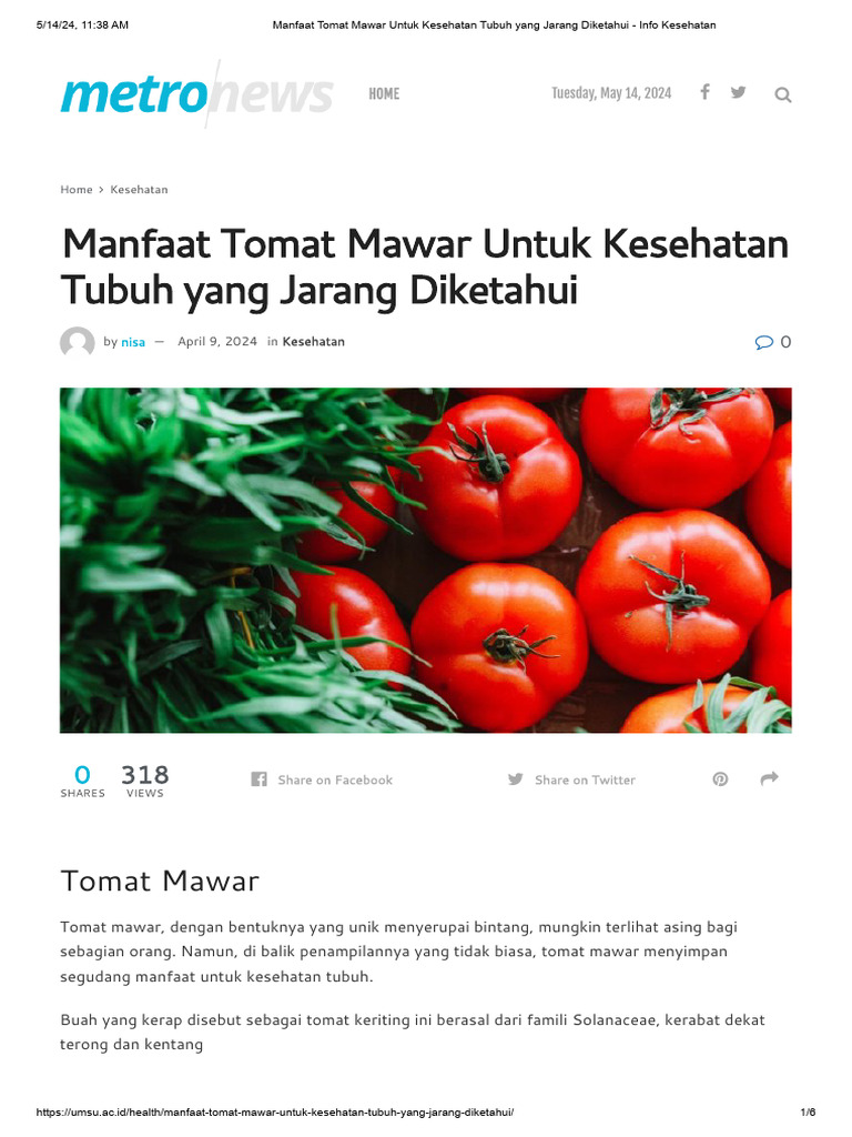 Manfaat Tomat Mawar Untuk Kesehatan Tubuh Yang Jarang Diketahui - Info Kesehatan | PDF | Sains ...