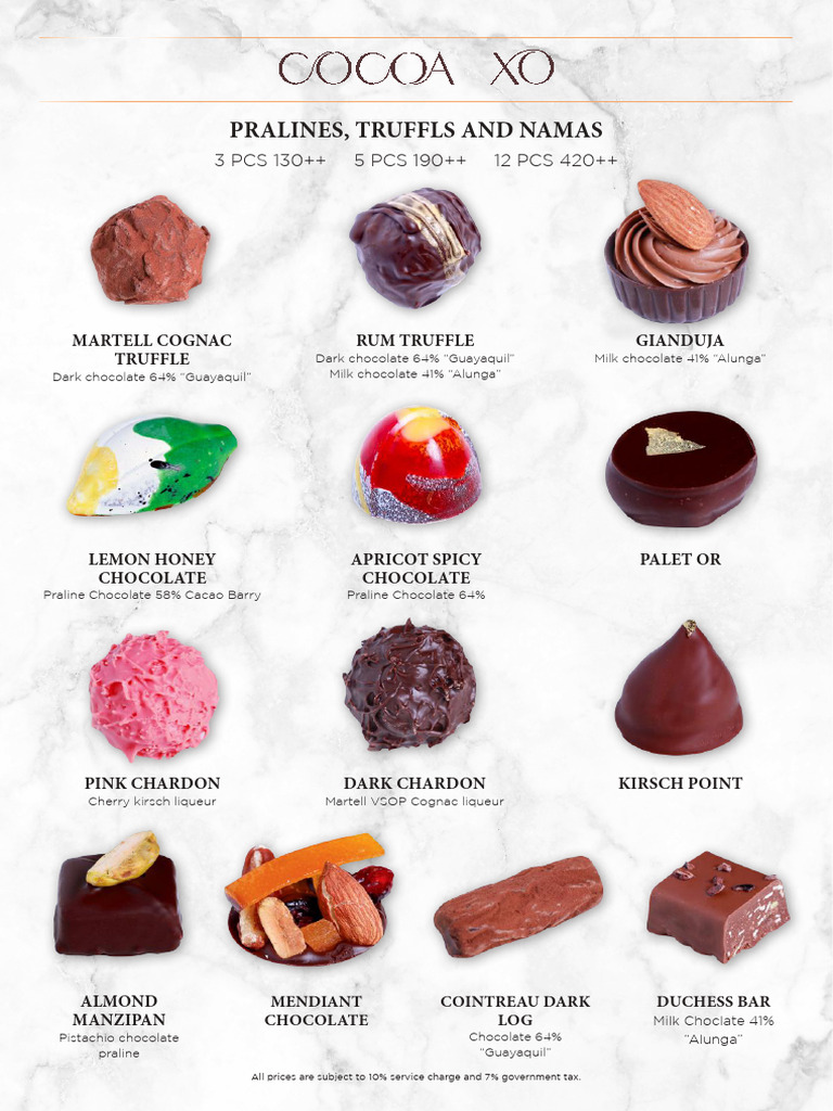 COCOA XO Chocolate Menu Apr2022 | PDF | Chocolate | Desserts