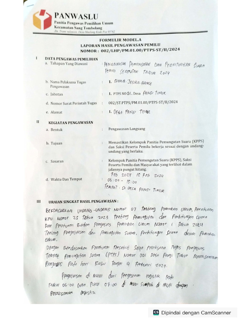 TPS 1 Desa Pangi Timur | PDF