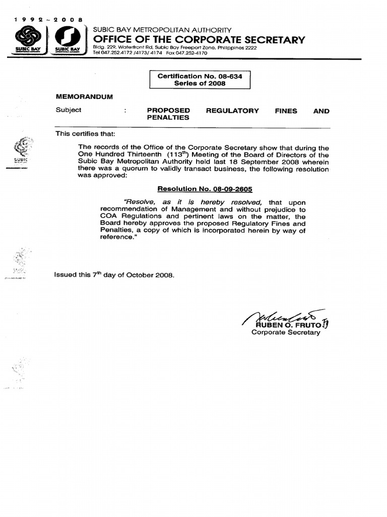 Regulatory Fines and Penalties | PDF