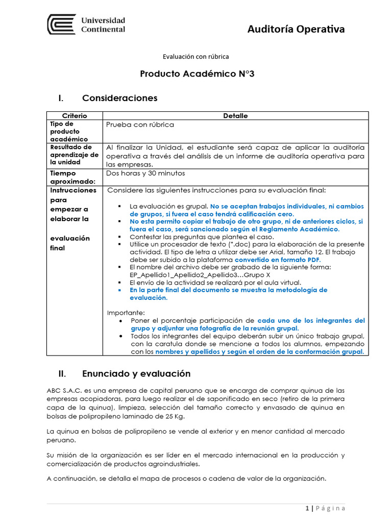 FQ Eval Final Aud Operativa - P Rubrica VV Ok | Descargar gratis PDF | Auditoría | Evaluación