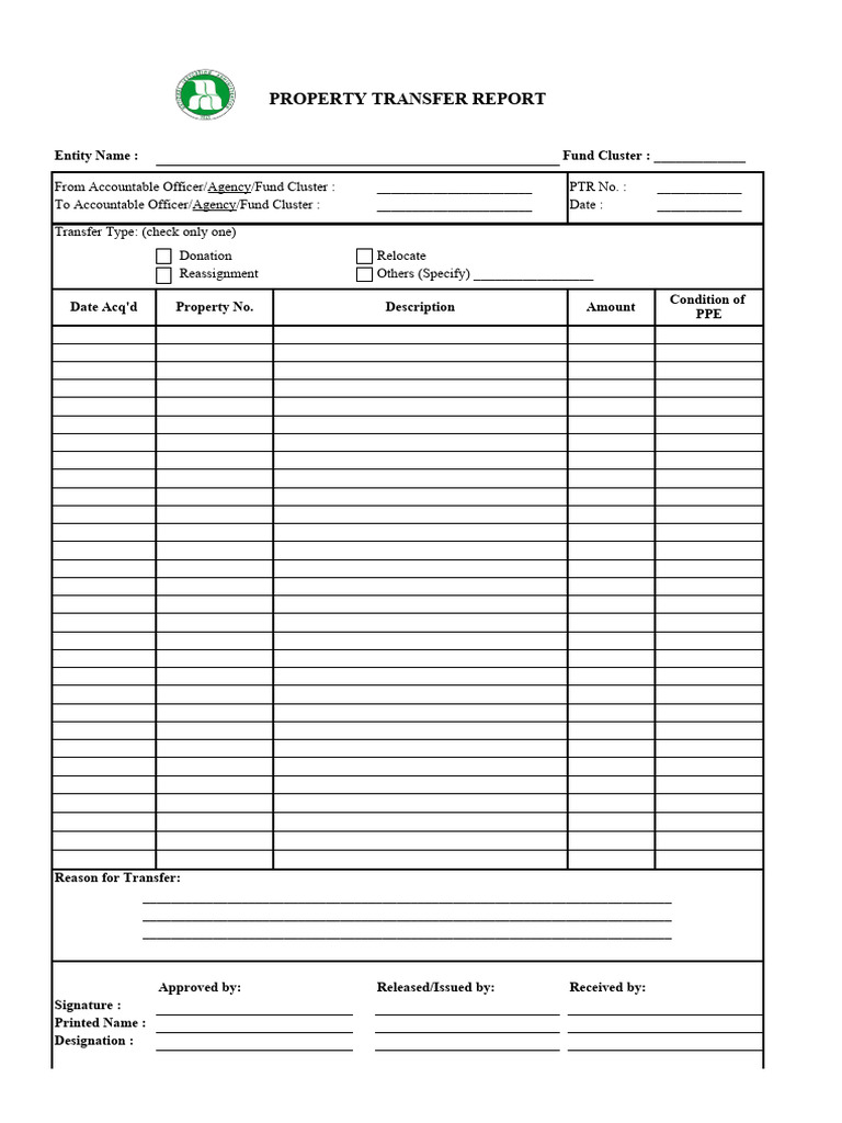 Property Transfer Report Form | PDF