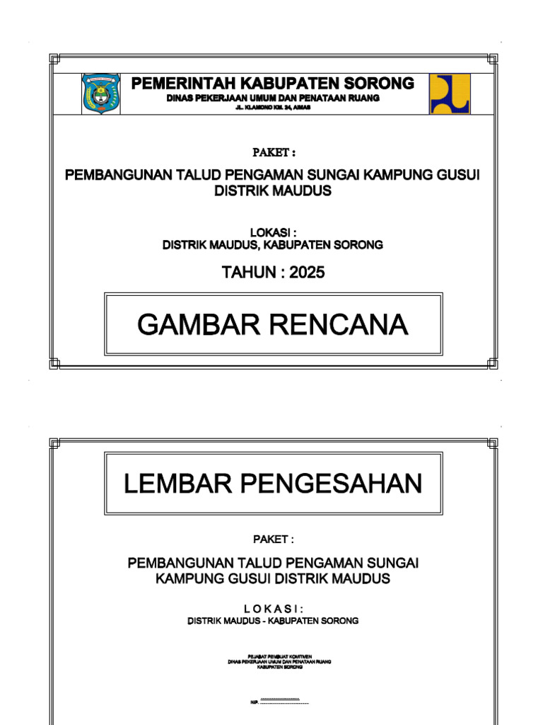 Gambar Pembangunan Talud Pengaman Sungai Kampung Gusui Distrik Maudus | PDF