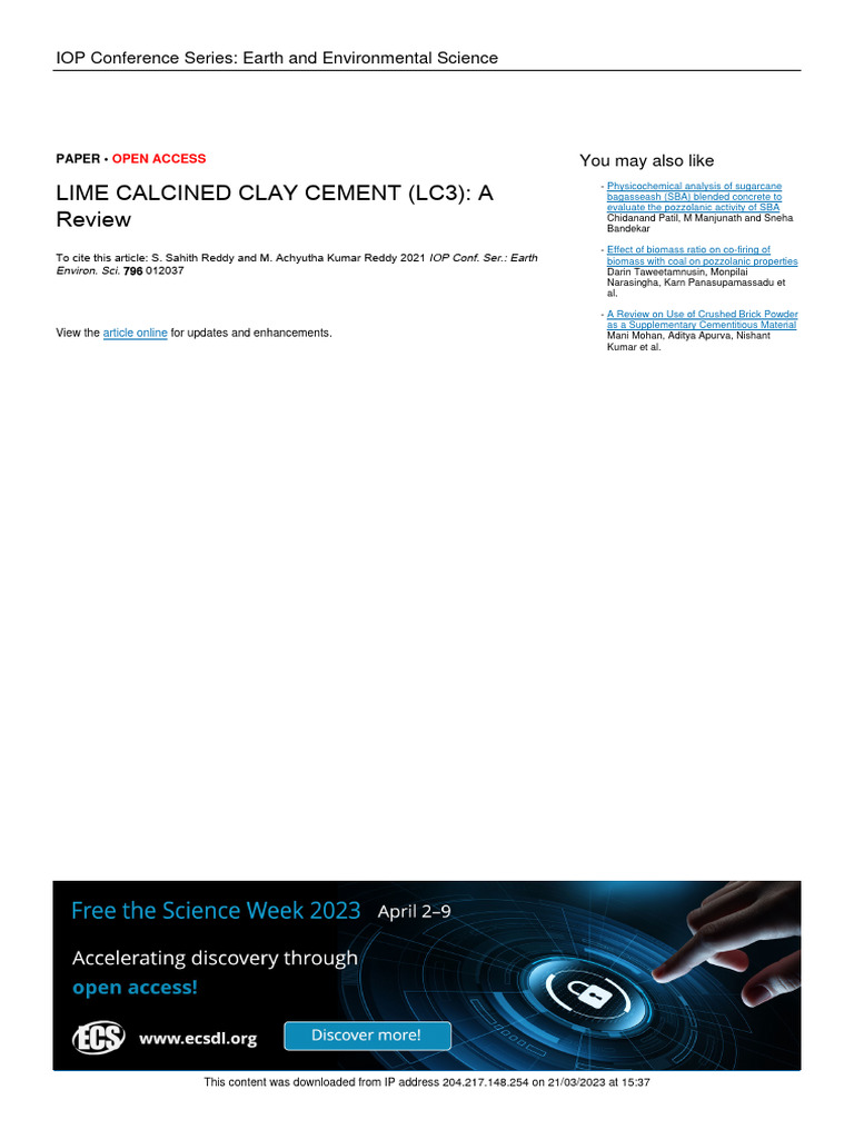 LC3 Cement Review: Properties & Benefits | PDF | Cement | Concrete