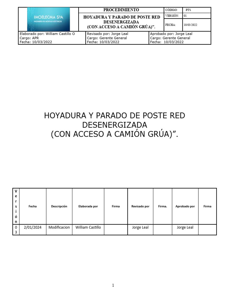 PTS hoyadura y postacion | PDF