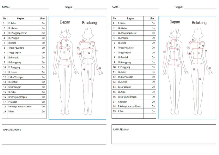 Form Ukuran Badan | PDF