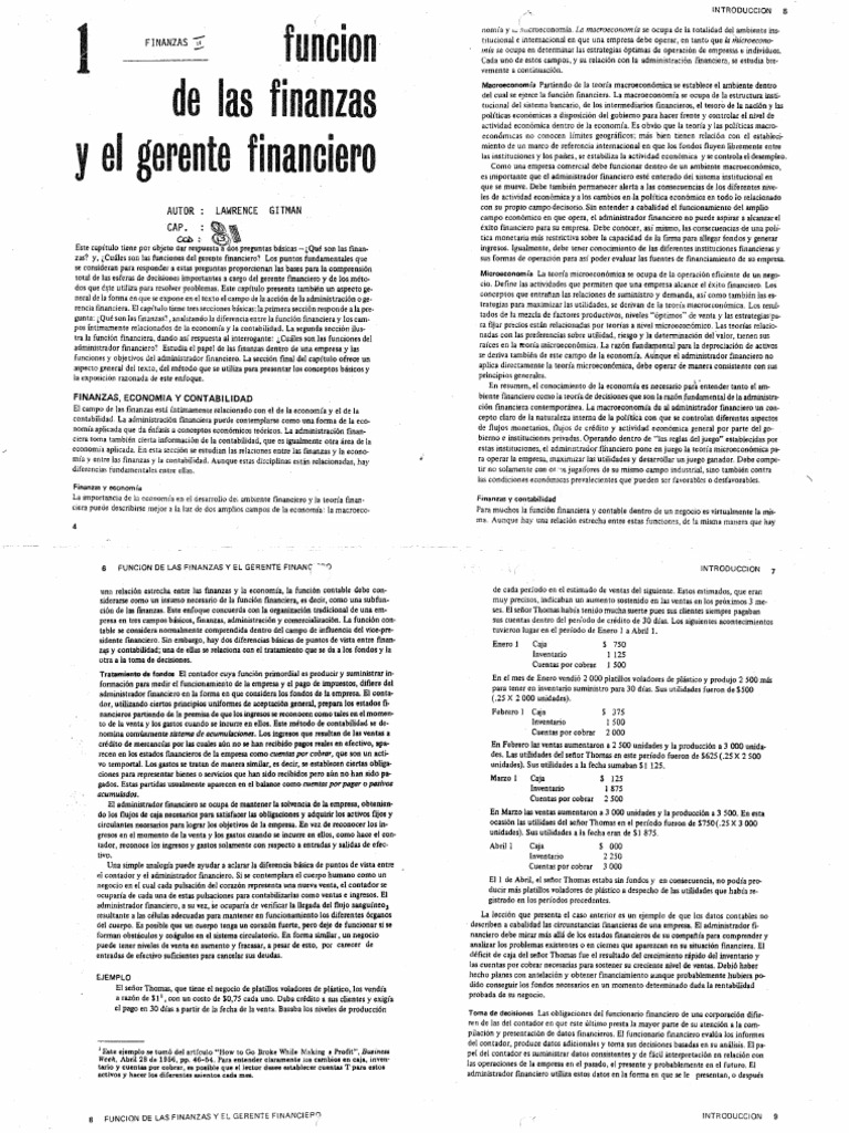 (Apunte 01) Capitulo 1 GITMAN | PDF