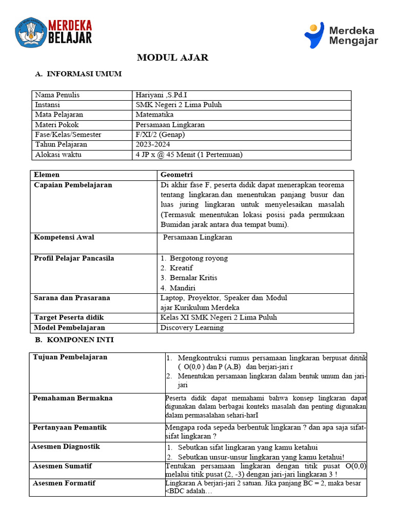 Modul Ajar Rani Untuk Observasi Kelas | PDF | Karier & Perkembangan
