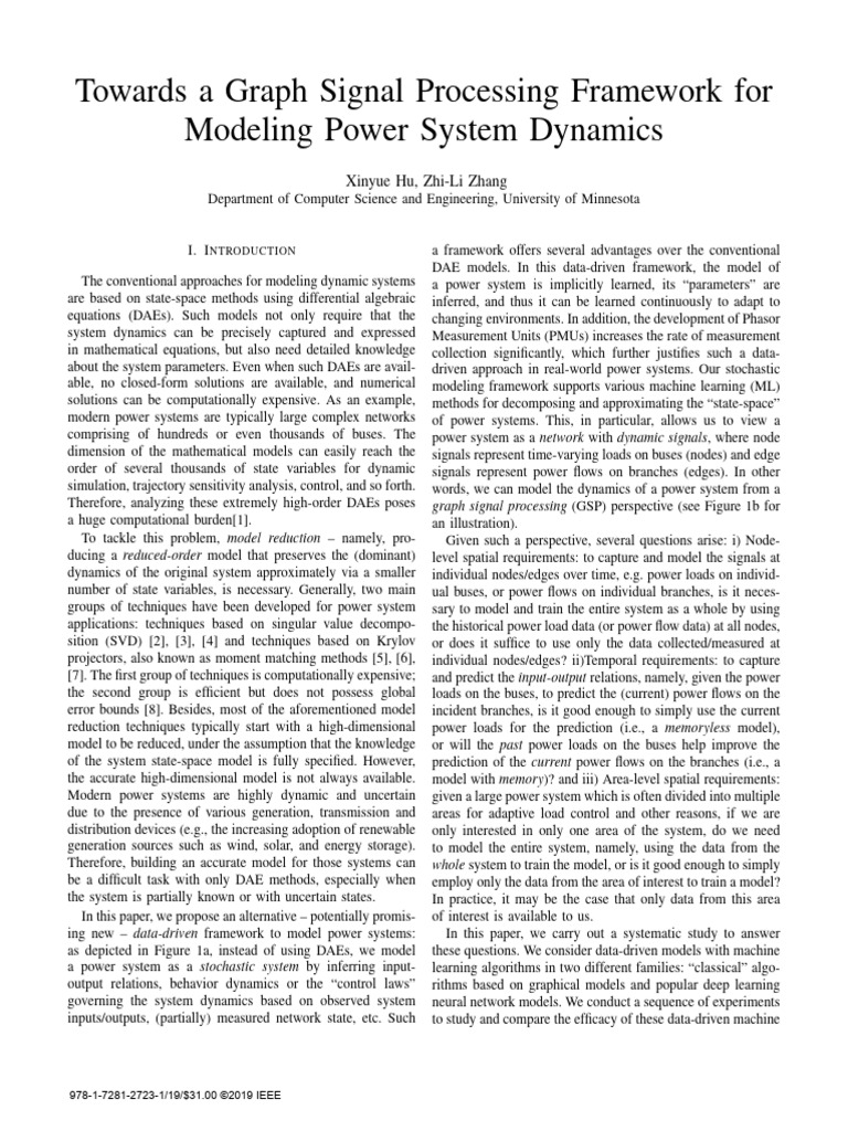Towards A Graph Signal Processing Framework For Modeling Power System Dynamics | PDF | Machine ...