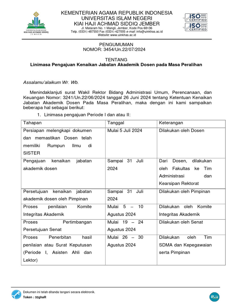 Linimasa Kenaikan Jabatan Dosen 2024 | PDF