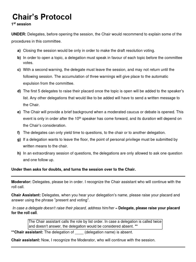 Copia de Chairs' Protocol | PDF | Committee | Political Law