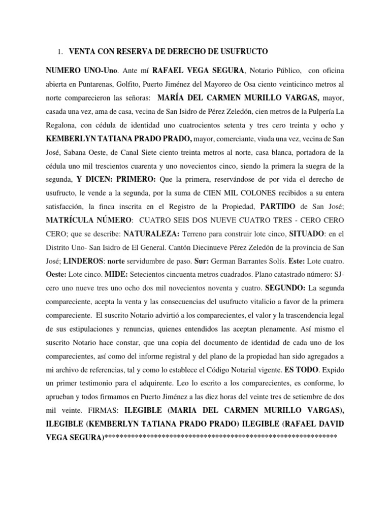 Venta Con Reserva de Derecho de Usufructo | PDF