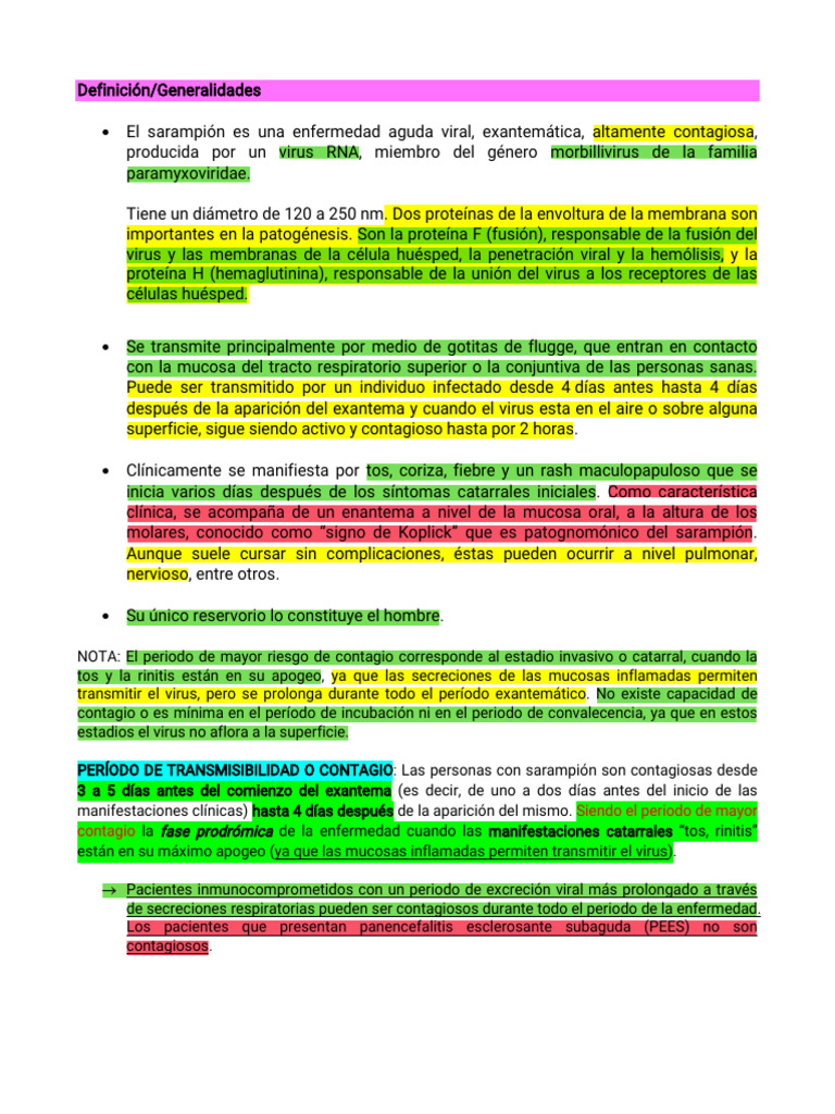 Sarampion Definitivo. Pediatria II 2 | PDF
