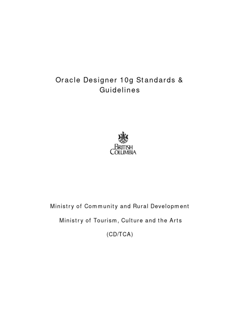CS TSA Designer10g Standards and Guidelines-A | PDF | Databases | Database Index