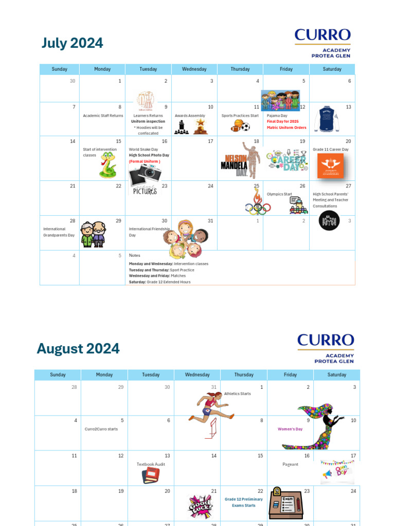 School Year Calendar and Events 2024 | PDF