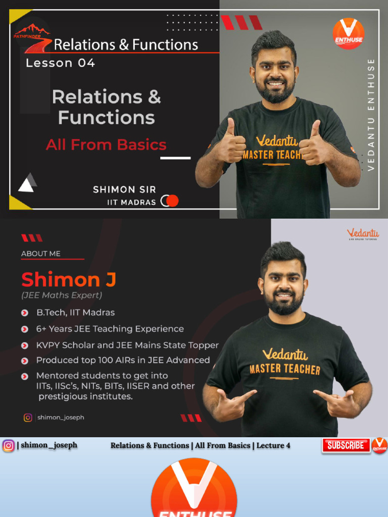 Relations & Functions Basics Lecture | PDF | Function (Mathematics) | Algebra